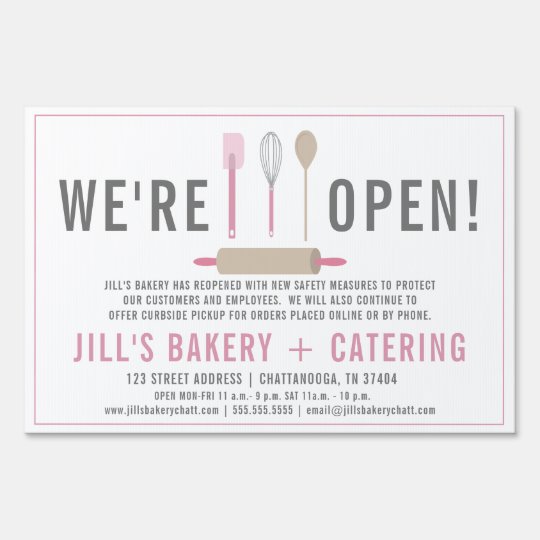 Restaurant Food Business Pink Kitchen Bakery Open Sign | Zazzle.com