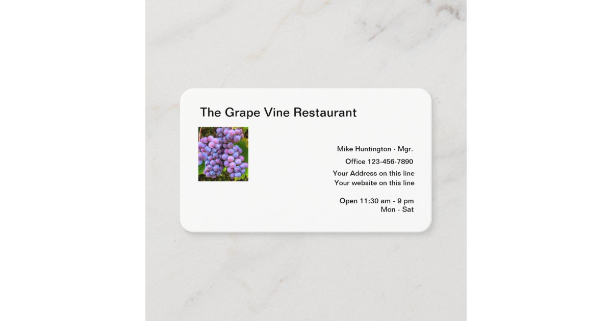 Restaurant Grape Vine Theme Business Card | Zazzle