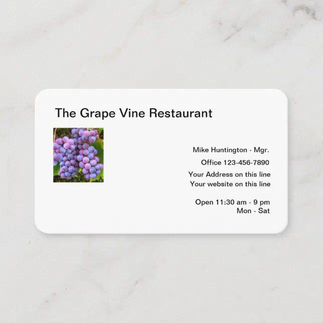 Restaurant Grape Vine Theme Business Card | Zazzle