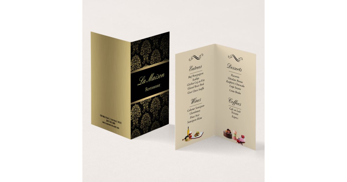 restaurant menu folded business card | Zazzle