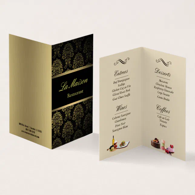 restaurant menu folded business card | Zazzle