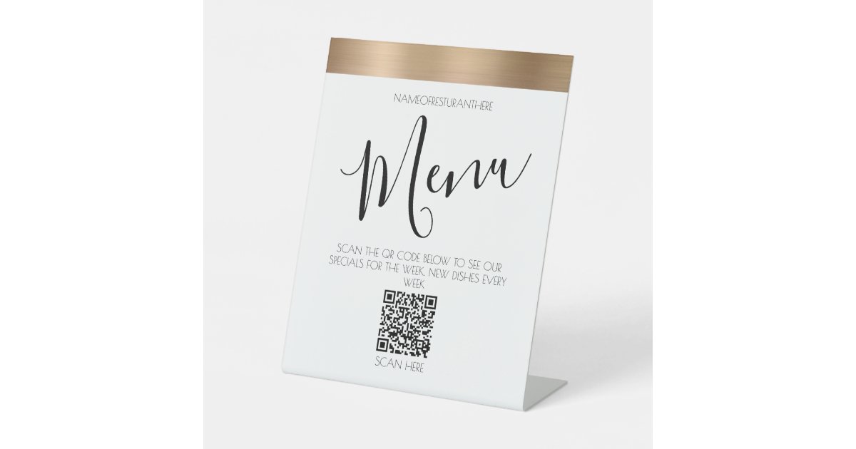 Restaurant menu QR code table Pedestal Sign | Zazzle