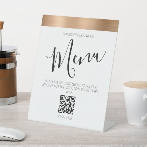 Restaurant menu QR code table Pedestal Sign | Zazzle