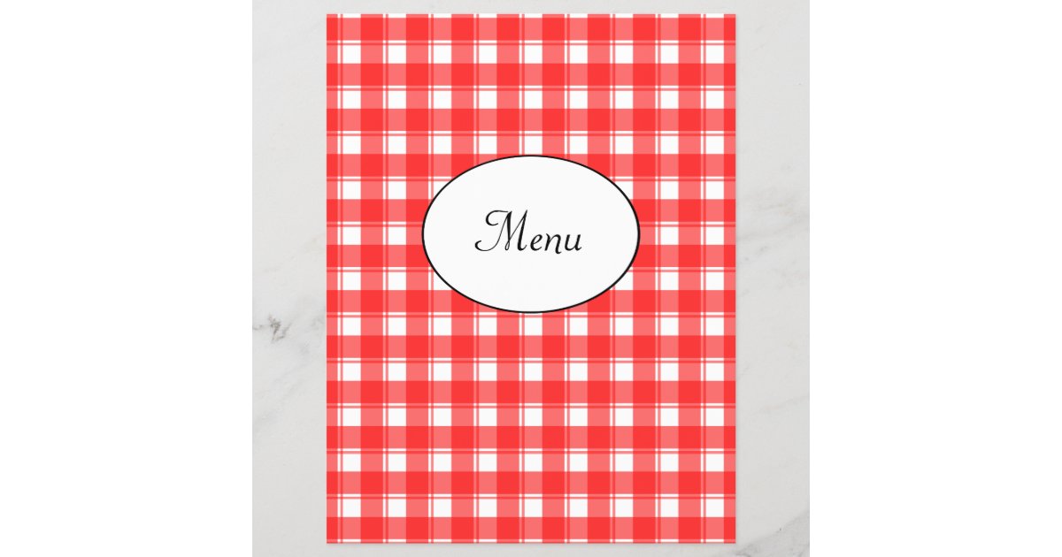 Restaurant Menu Red Checks Custom Flyer Template | Zazzle