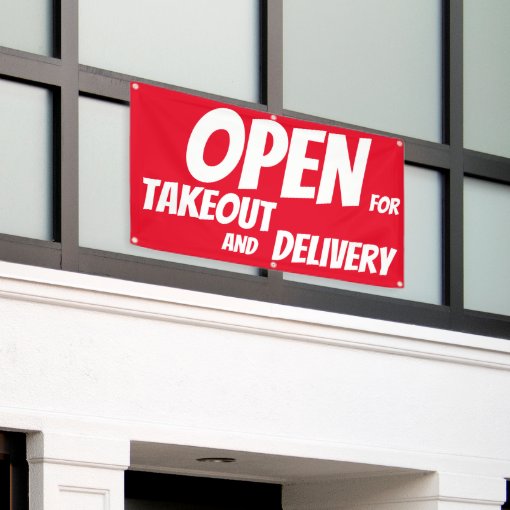 Restaurant OPEN for Takeout Delivery Sign Banner | Zazzle