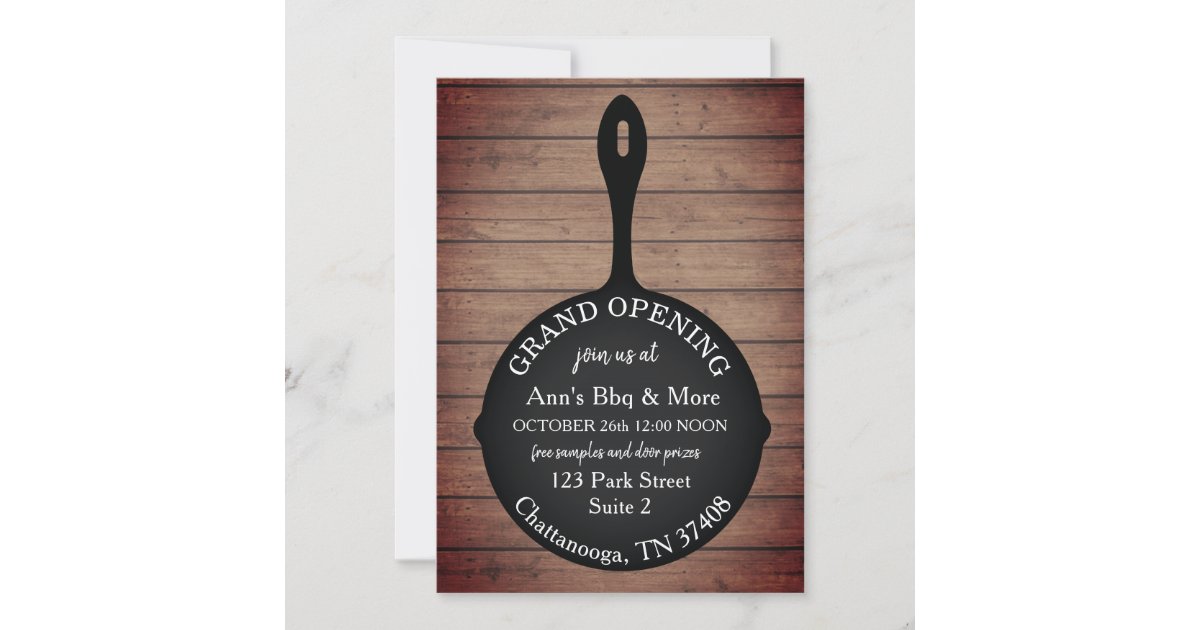 Restaurant Opening Grand Opening Rustic Skillet Invitation | Zazzle