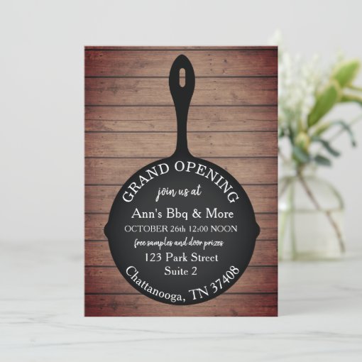 Restaurant Opening Grand Opening Rustic Skillet Invitation | Zazzle