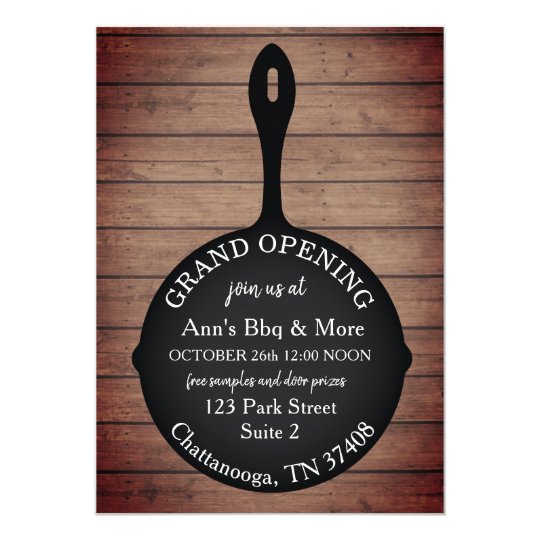 Restaurant Opening Grand Opening Rustic Skillet Invitation | Zazzle.com
