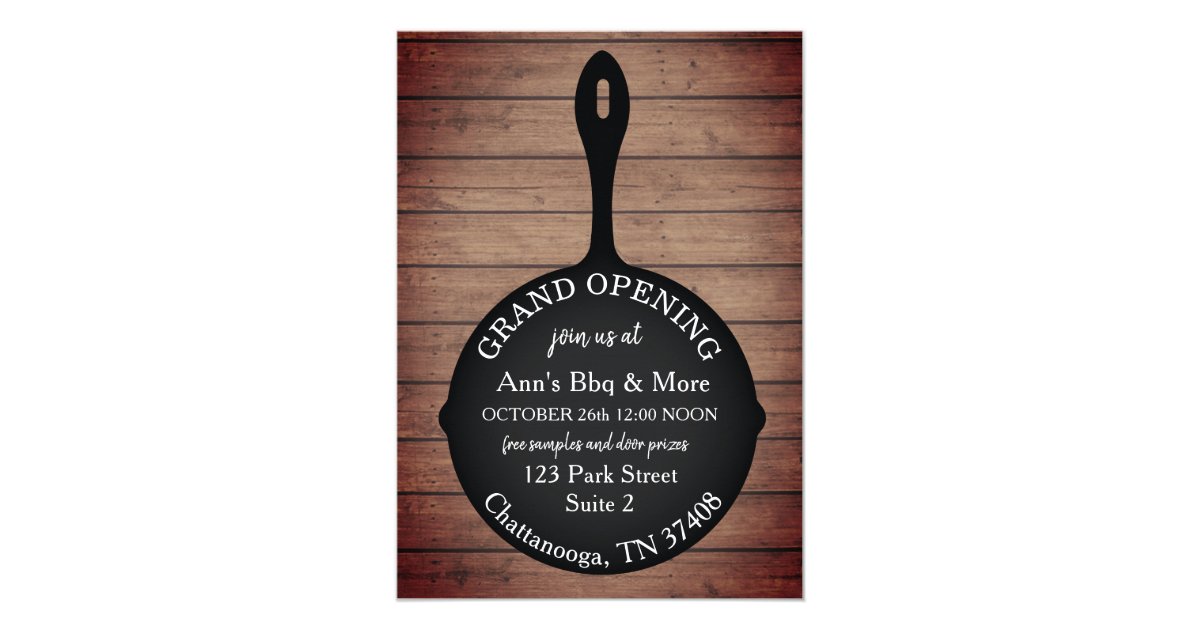 Restaurant Opening Grand Opening Rustic Skillet Invitation | Zazzle.com