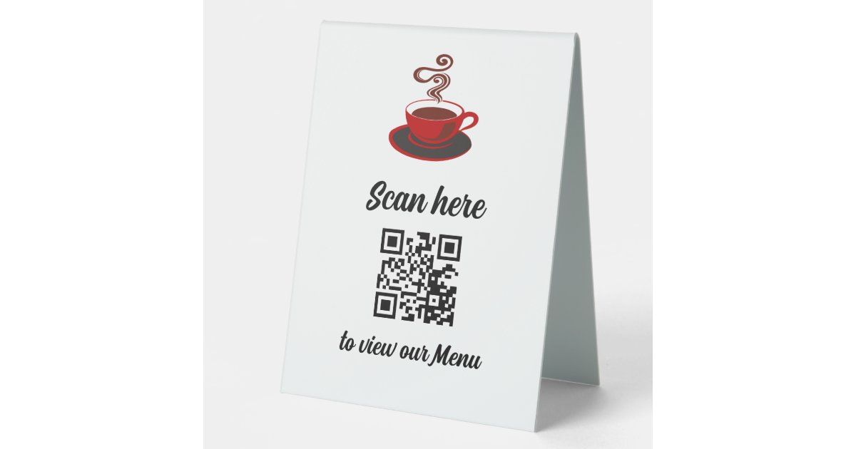 Restaurant or Coffee Shop Contactless QR Code Menu Table Tent Sign | Zazzle