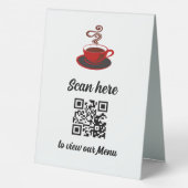 Restaurant or Coffee Shop Contactless QR Code Menu Table Tent Sign | Zazzle