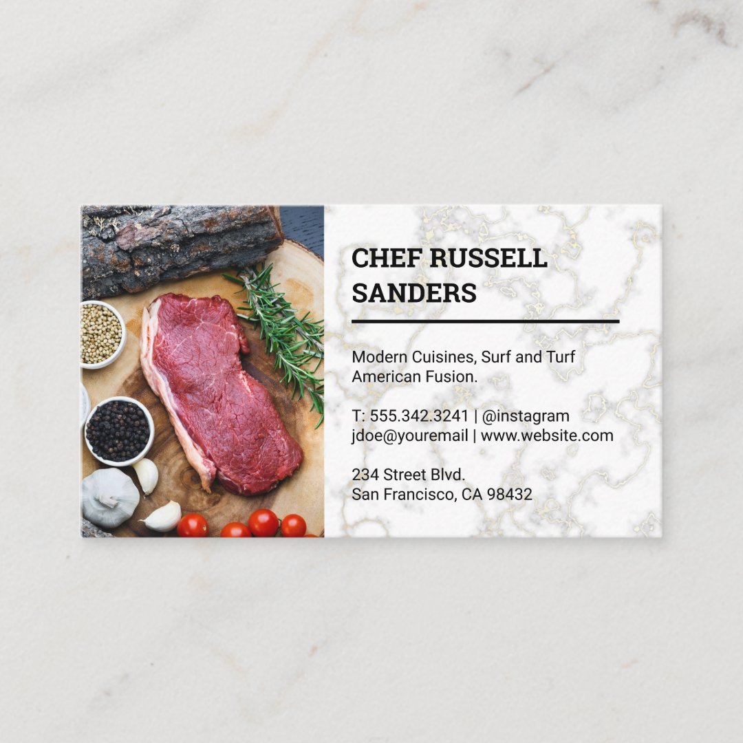 Restaurant Owner | Steak Dinner | Chef Business Card | Zazzle