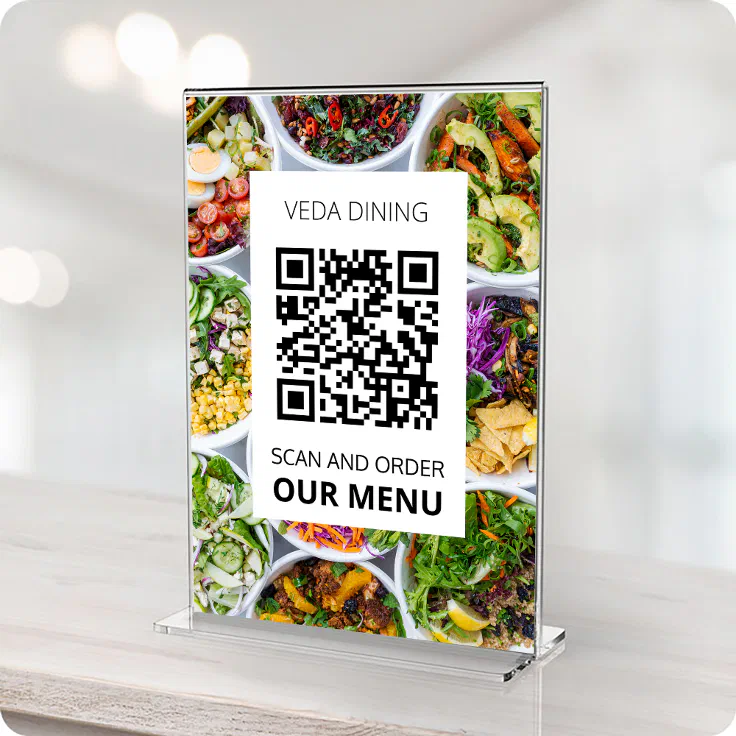 Restaurant Photo Scan Menu Order QR Code Card | Zazzle