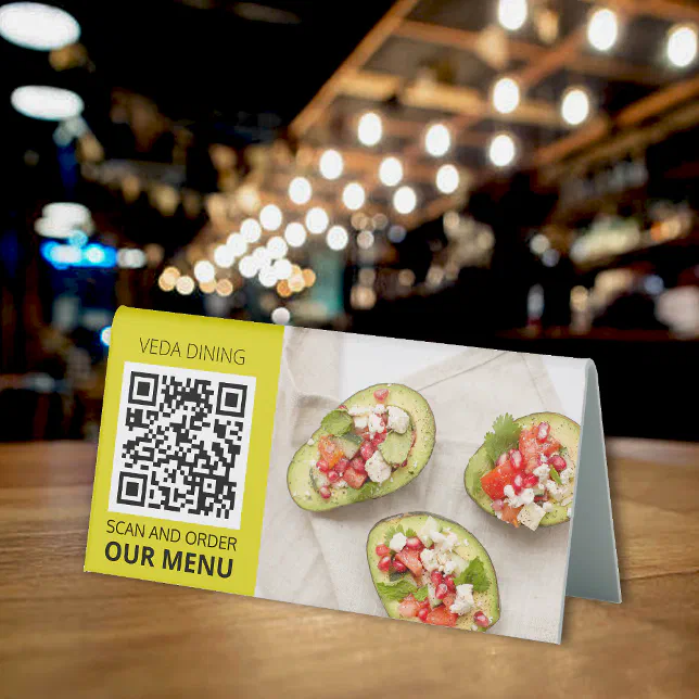Restaurant Photo Scan Order Menu QR Code Card Table Tent Sign | Zazzle