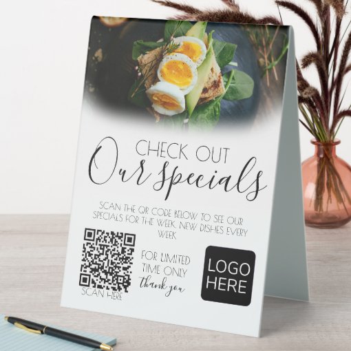Restaurant QR code Menu Table Tent Sign | Zazzle