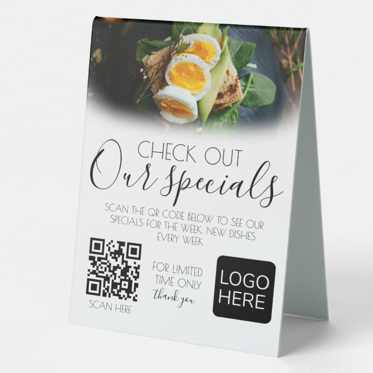 Restaurant QR code Menu Table Tent Sign | Zazzle