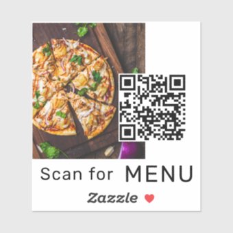 Restaurant QR Code Scan for Menu Photo Sticker | Zazzle
