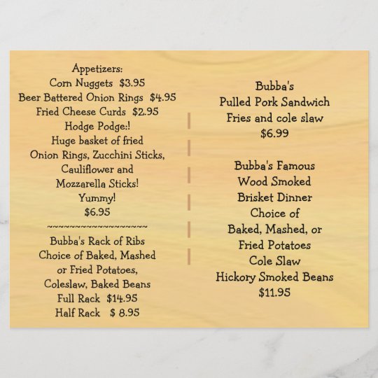 Restaurant Supplies BBQ Menu | Zazzle.com
