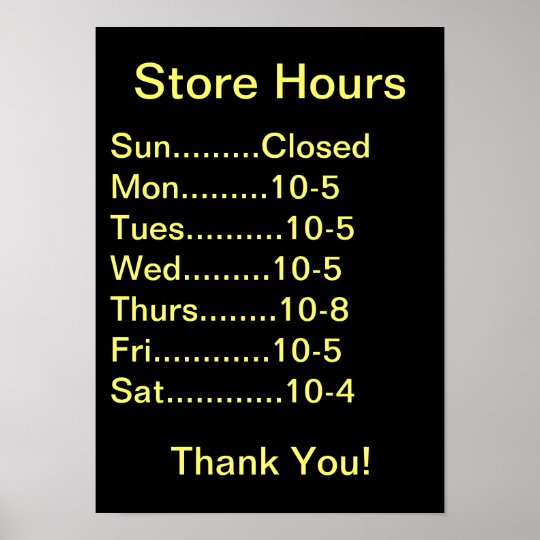 Restaurant Supplies Business Hours Sign Generic Poster Zazzle Restaurant Supplies Business Hours Sign Generic Poster Zazzle