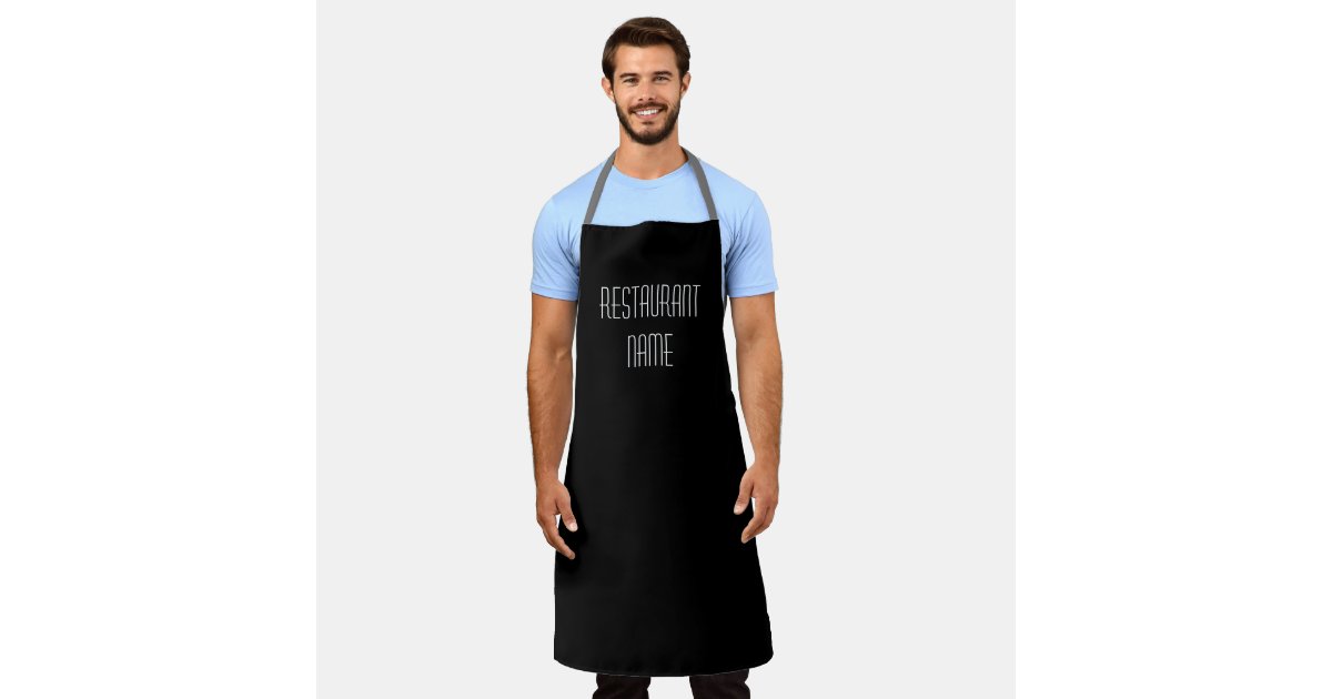 Restaurant waiter modern black and white apron | Zazzle