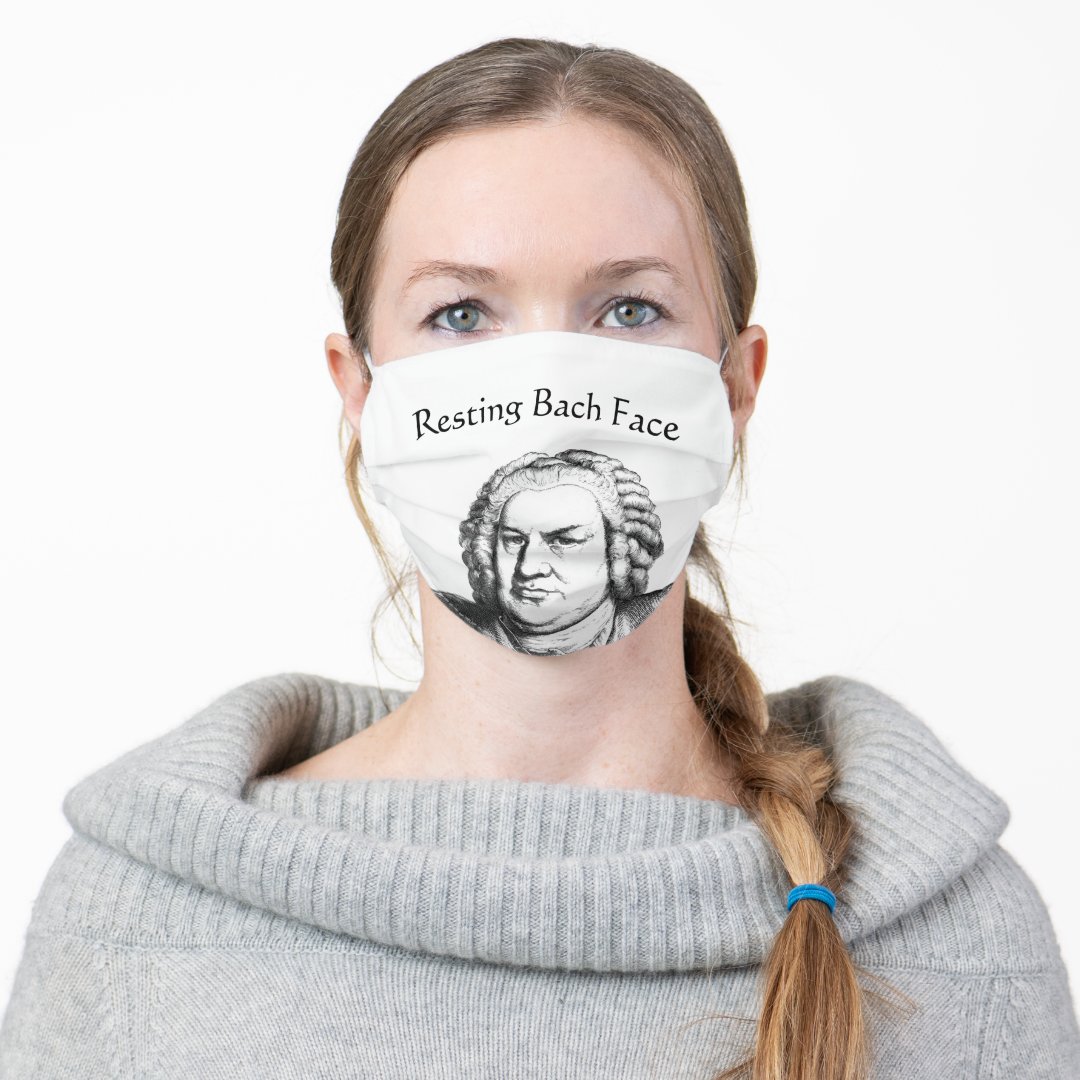 Resting Bach Face Classical Music Composer Adult Cloth Face Mask | Zazzle
