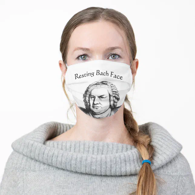 Resting Bach Face Classical Music Composer Adult Cloth Face Mask | Zazzle