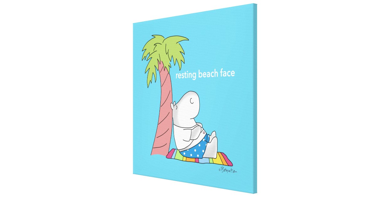 RESTING BEACH FACE Belly Button Hippo Boynton Canvas Print | Zazzle