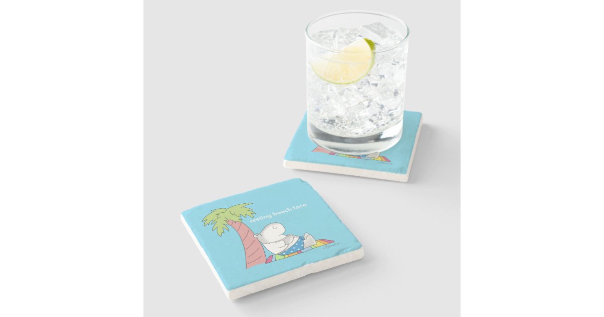 RESTING BEACH FACE Belly Button Hippo Boynton Stone Coaster | Zazzle