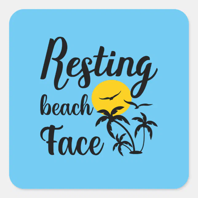 Resting beach face square sticker | Zazzle