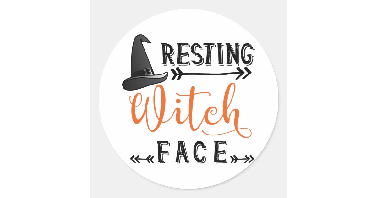 resting witch face classic round sticker | Zazzle