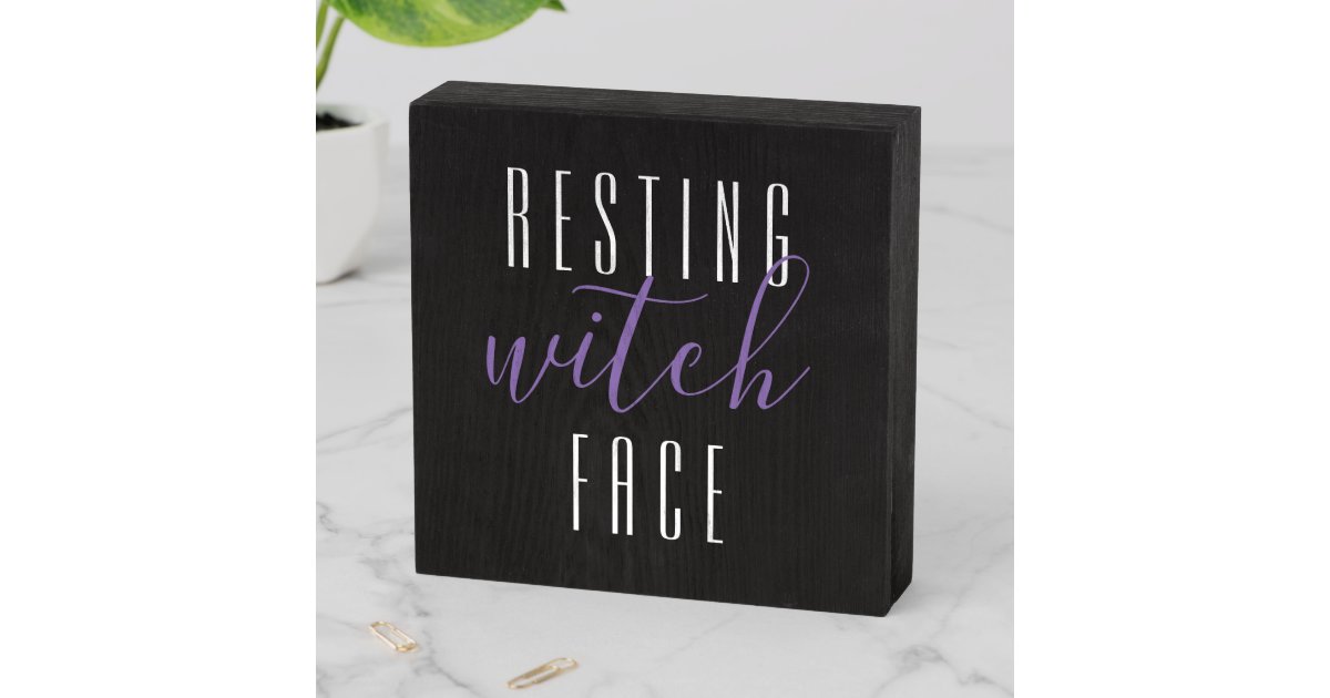 Resting Witch Face Wooden Box Sign | Zazzle