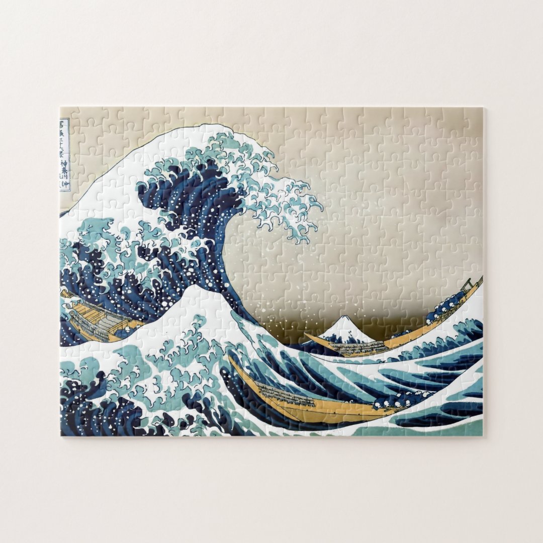 Restored Great Wave off Kanagawa by Hokusai Jigsaw Puzzle | Zazzle