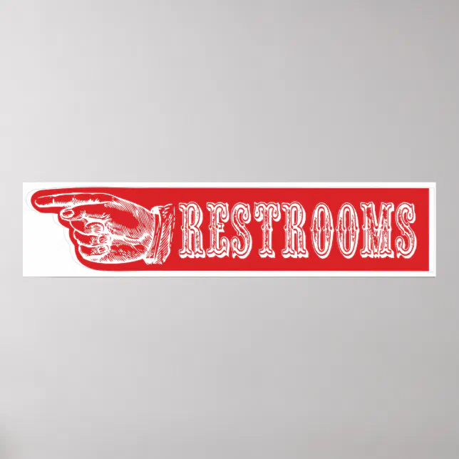Restroom Pointing Finger Carnival Circus Sign LFT | Zazzle