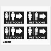 Restroom sign arrow rectangular sticker | Zazzle