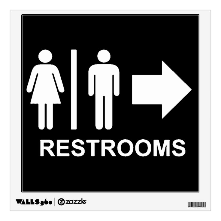 Restroom Sign Arrow Wall Decal | Zazzle