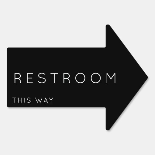 Restroom This Way Arrow Black Yard Sign | Zazzle