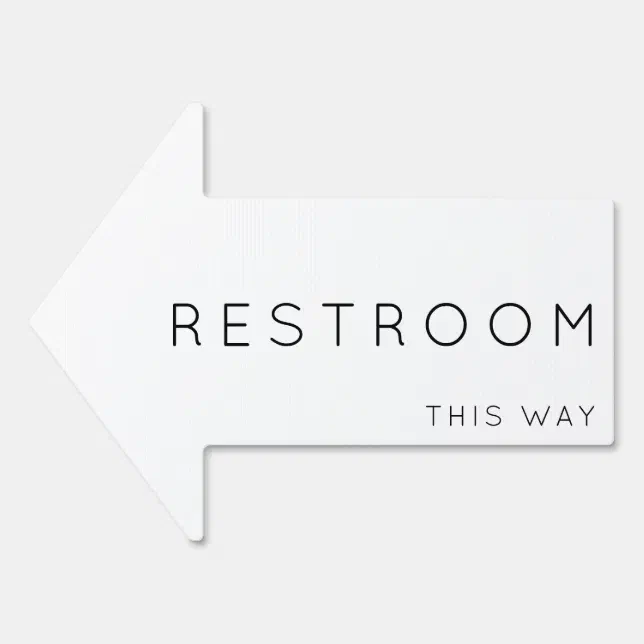 Restroom This Way Arrow White Yard Sign | Zazzle