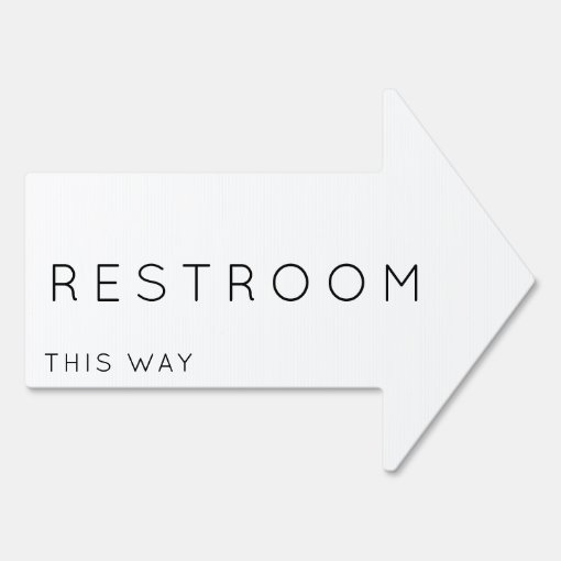 Restroom This Way Arrow White Yard Sign | Zazzle