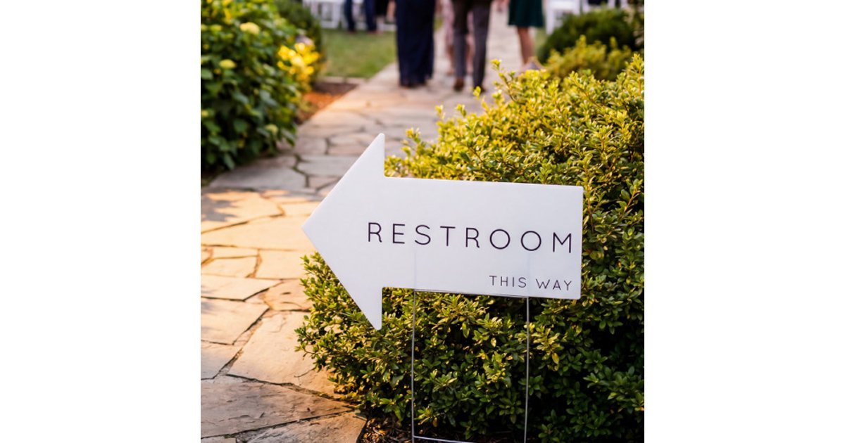 Restroom This Way Arrow White Yard Sign | Zazzle
