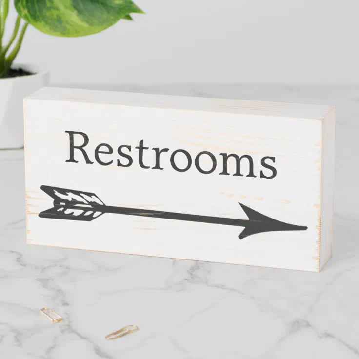 Restrooms Business Cafe Left Right Arrow Direction Wooden Box Sign | Zazzle