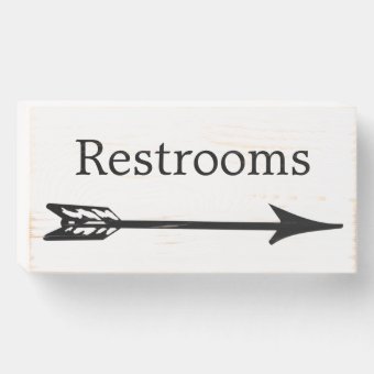 Restrooms Business Cafe Left Right Arrow Direction Wooden Box Sign | Zazzle