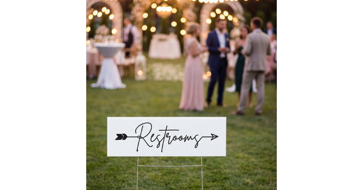 Restrooms direction sign, party arrow sign | Zazzle