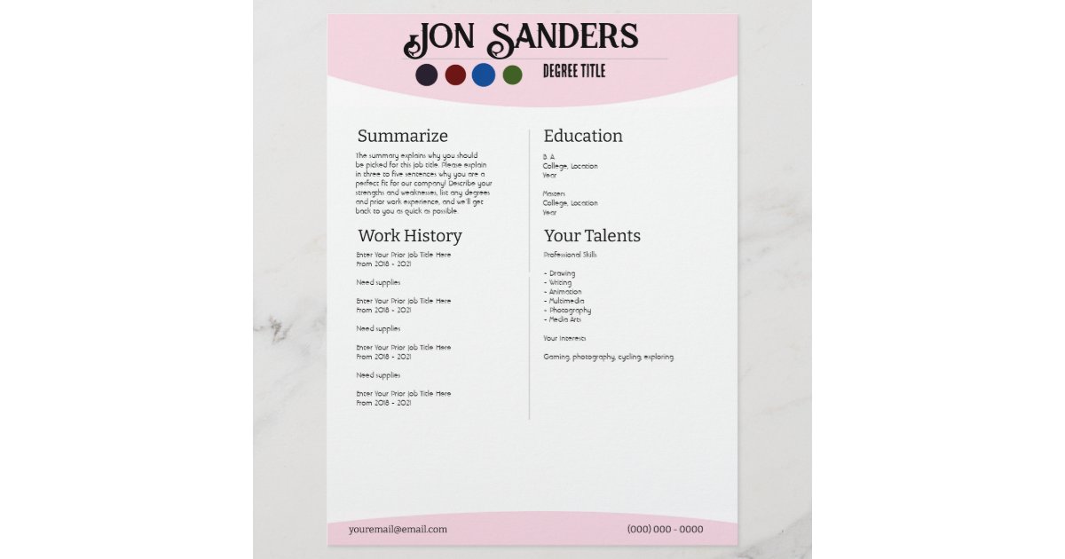 Resume Example Letterhead | Zazzle