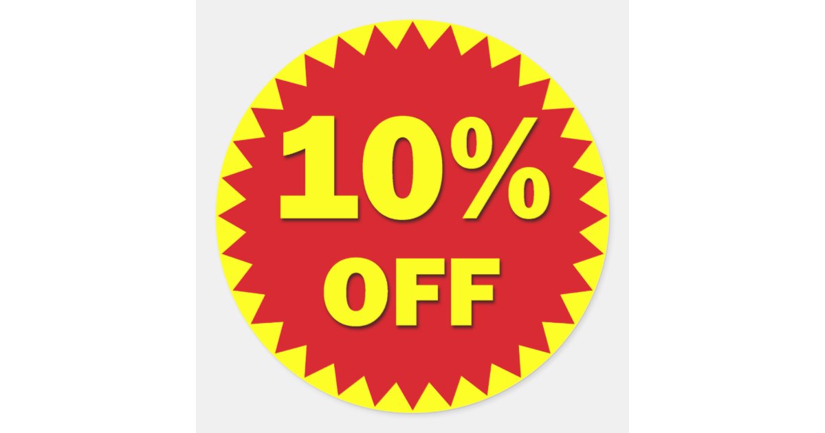 RETAIL BADGE - 10% OFF CLASSIC ROUND STICKER | Zazzle