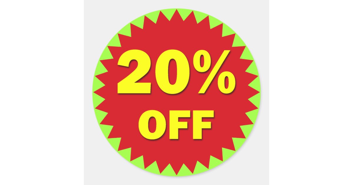 RETAIL BADGE - 20% OFF CLASSIC ROUND STICKER | Zazzle