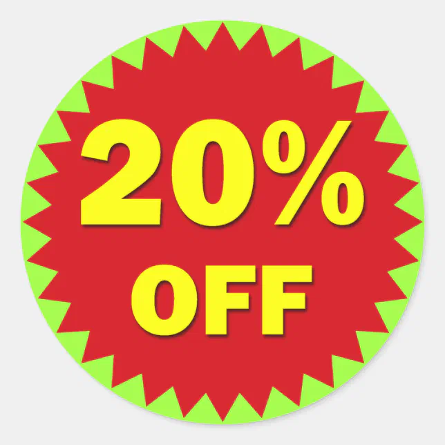 RETAIL BADGE - 20% OFF CLASSIC ROUND STICKER | Zazzle