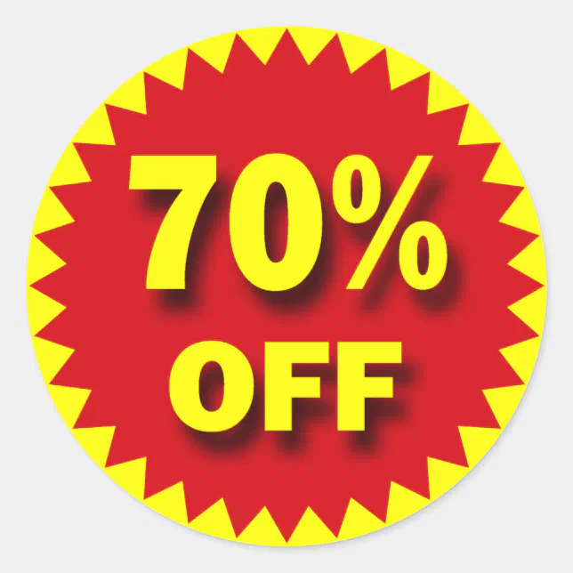 RETAIL SALE BADGE - 70% OFF CLASSIC ROUND STICKER | Zazzle