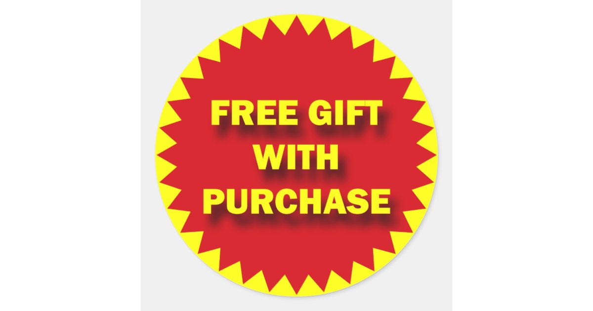 RETAIL SALE BADGE - FREE GIFT WITH PURCHASE CLASSIC ROUND STICKER | Zazzle