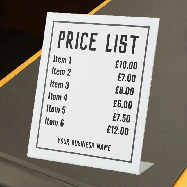 Retail Shop Price List Pedestal Sign | Zazzle