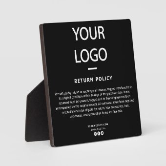 Retail Store/Boutique Return Policy Sign Plaque | Zazzle